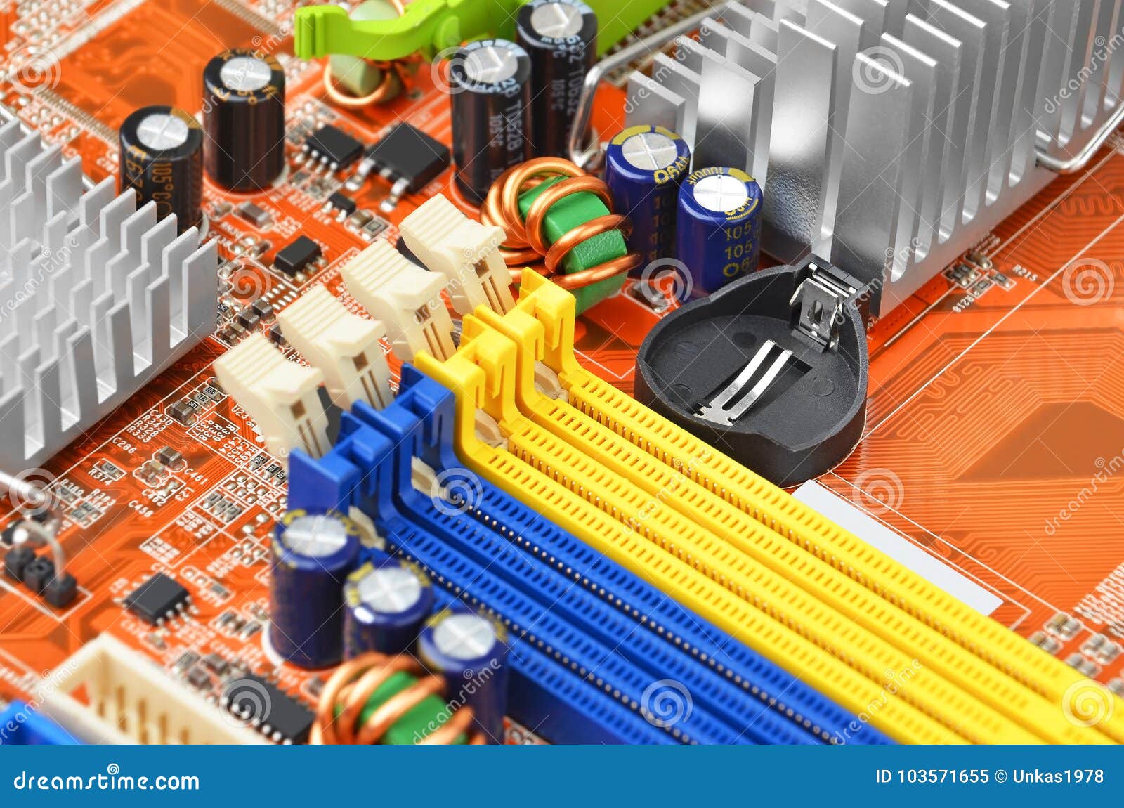 Orange Computer Motherboard Stock Image - Image of computer, micro ...