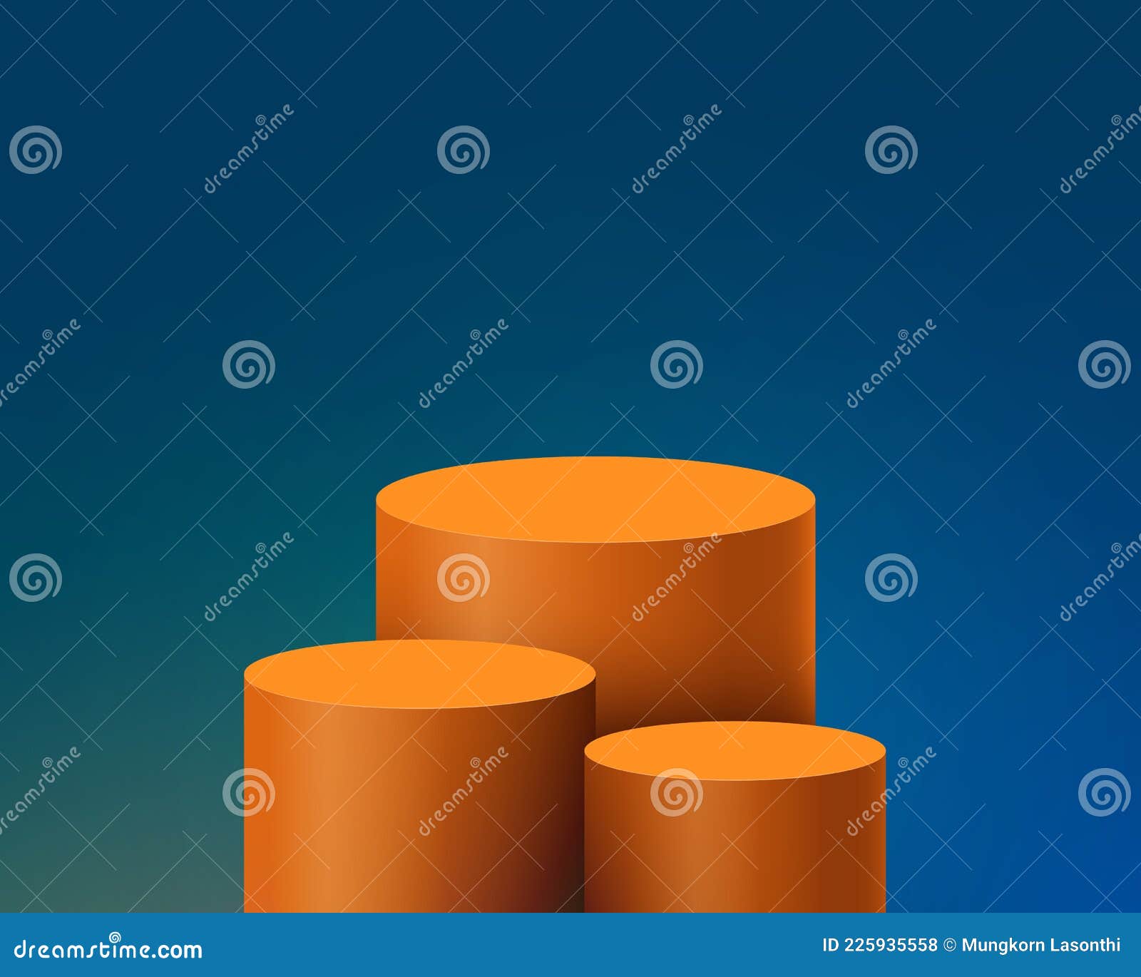 Orange Product Display Mockup. 3d Podium on Blue Background Stock ...