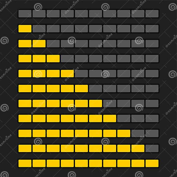 Orange Progress Bar Element Set. Upload Indicator 10-100 Stock Vector ...