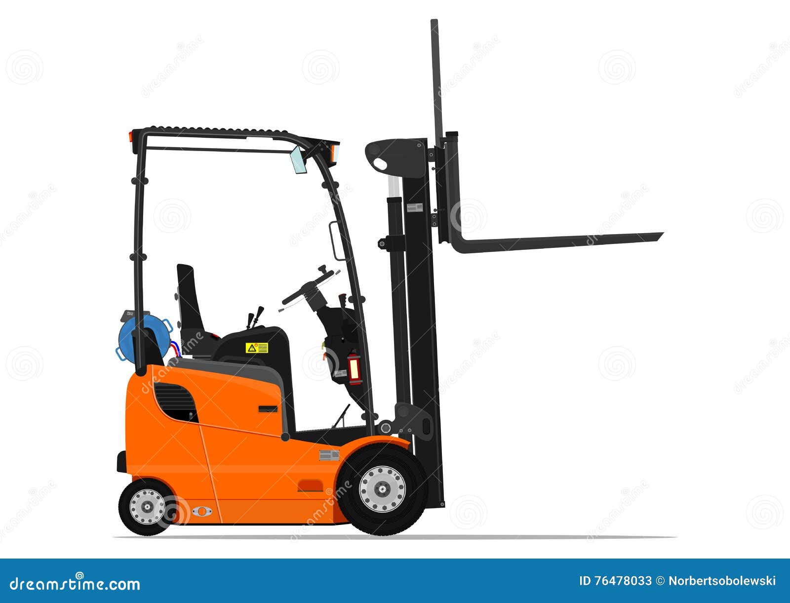 Orange Counterbalance Forklift With Pallet. Cartoon Vector ...