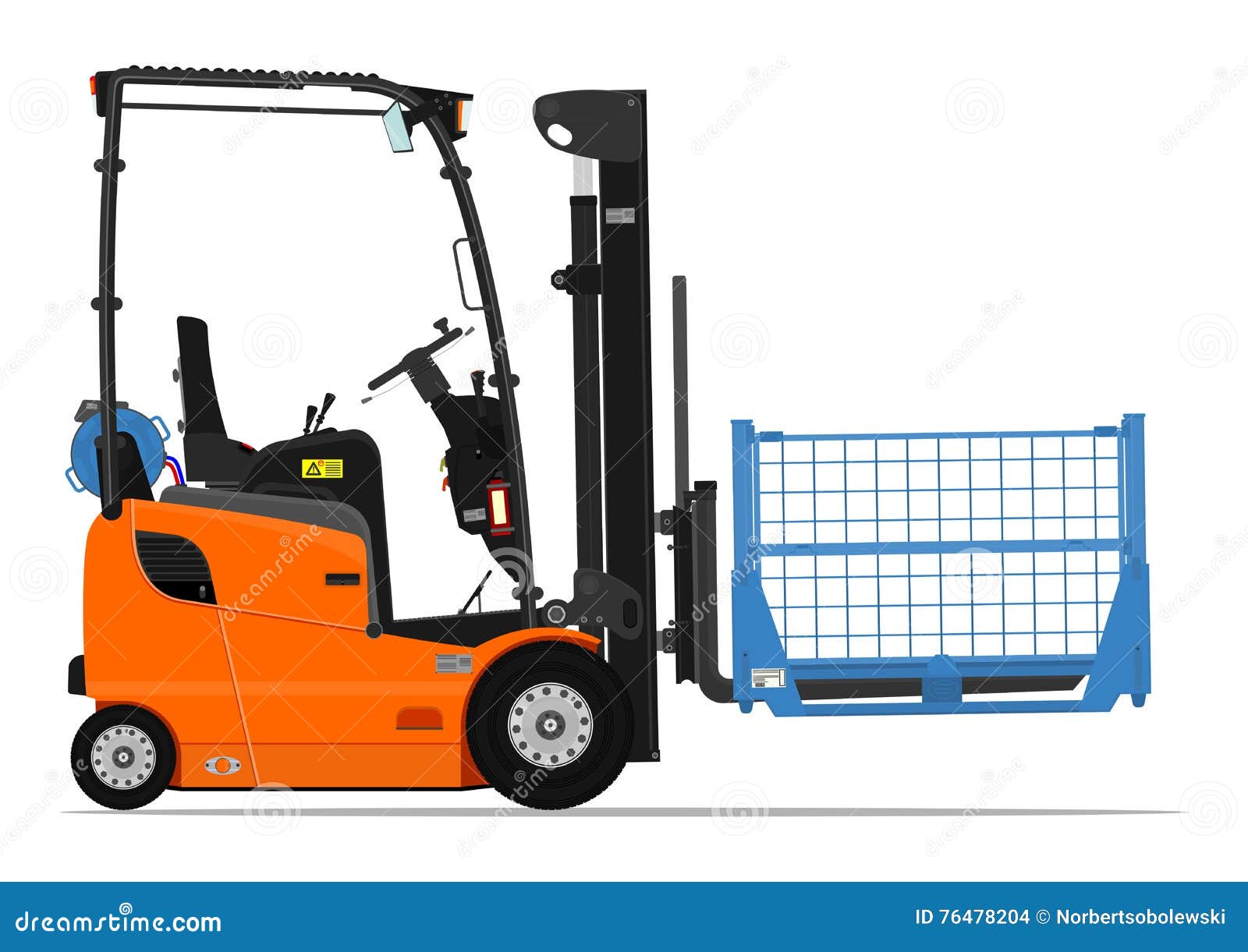 Orange Counterbalance Forklift With Pallet. Cartoon Vector ...