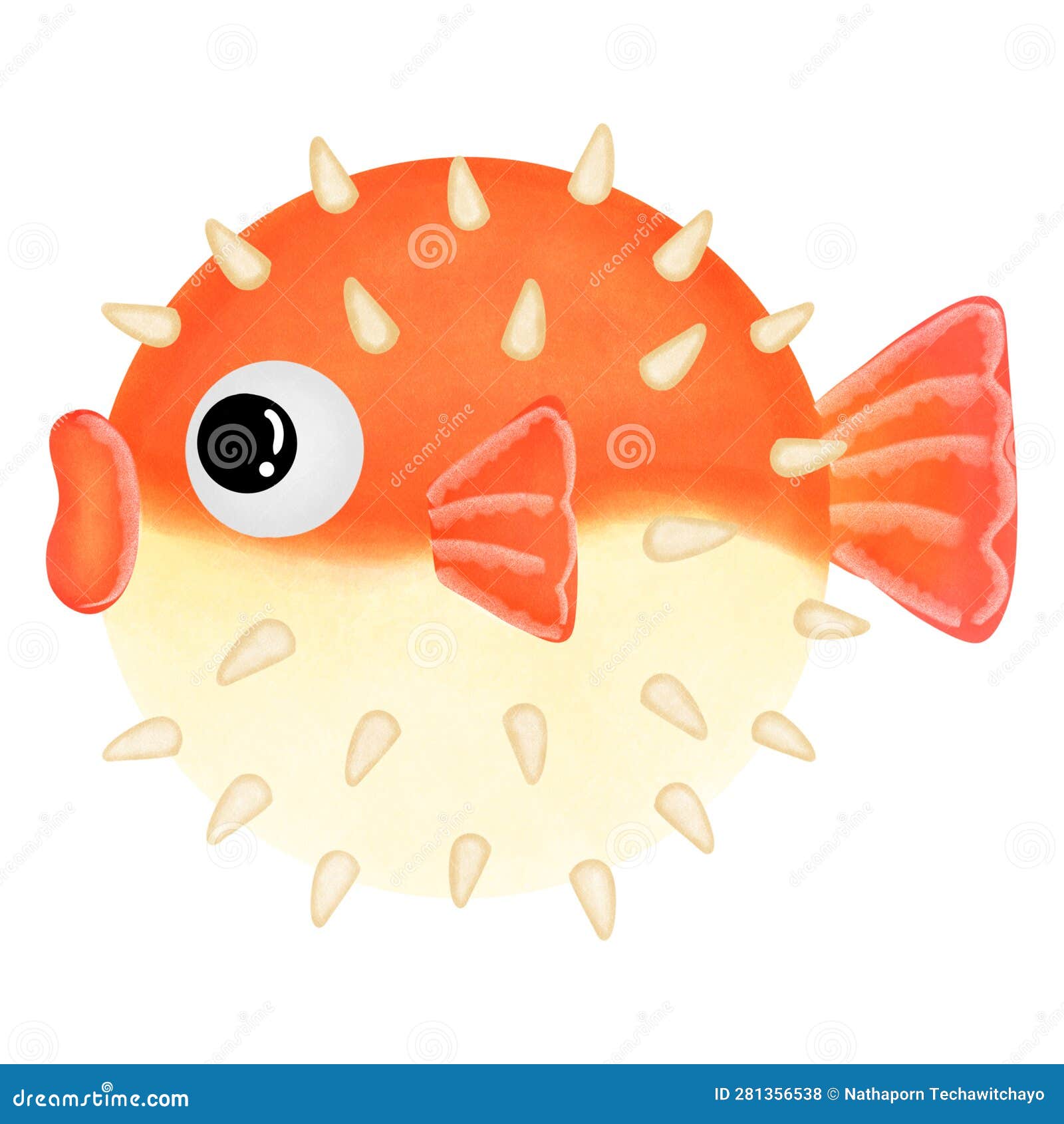 Orange Puffer with Tiny Prickles Illustration Stock Illustration ...