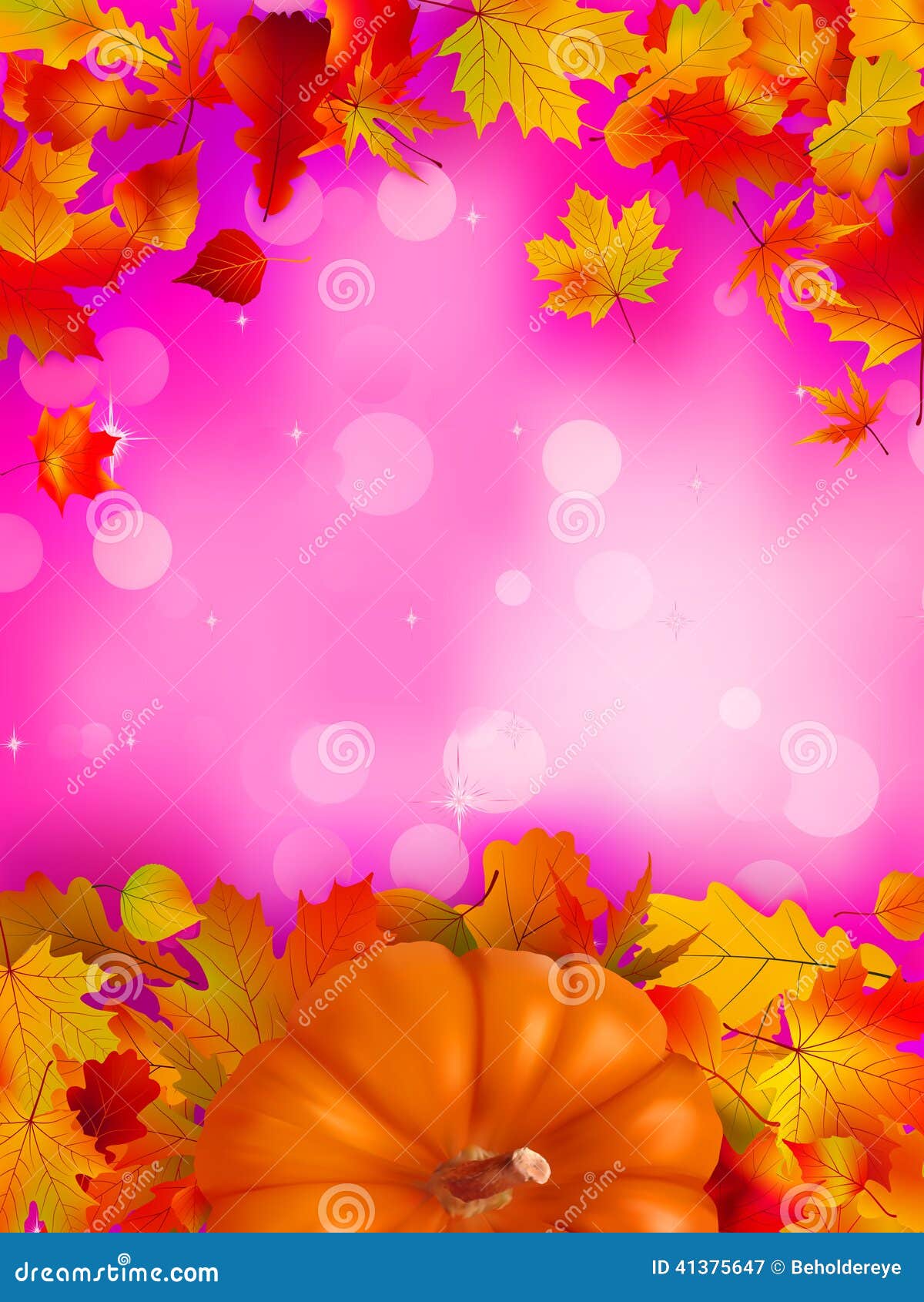 Orange Pumpkin on Elegant Pink Bokeh. EPS 8 Stock Vector - Illustration of halloween, floral ...