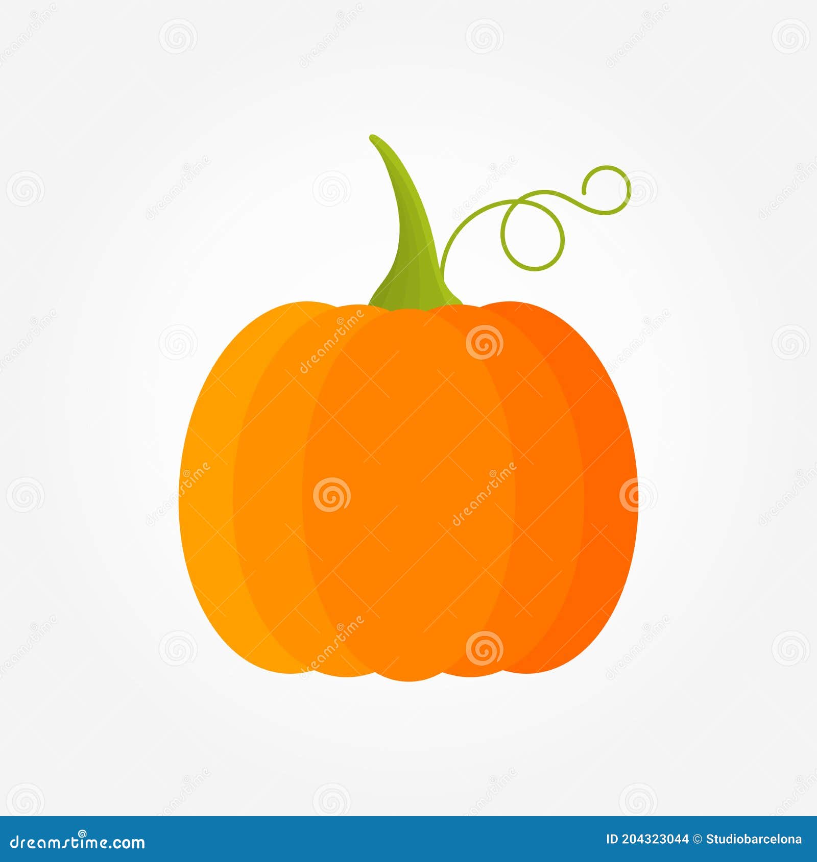 Orange Pumpkin Fruit with Tendril Symbol Stock Vector - Illustration of ...