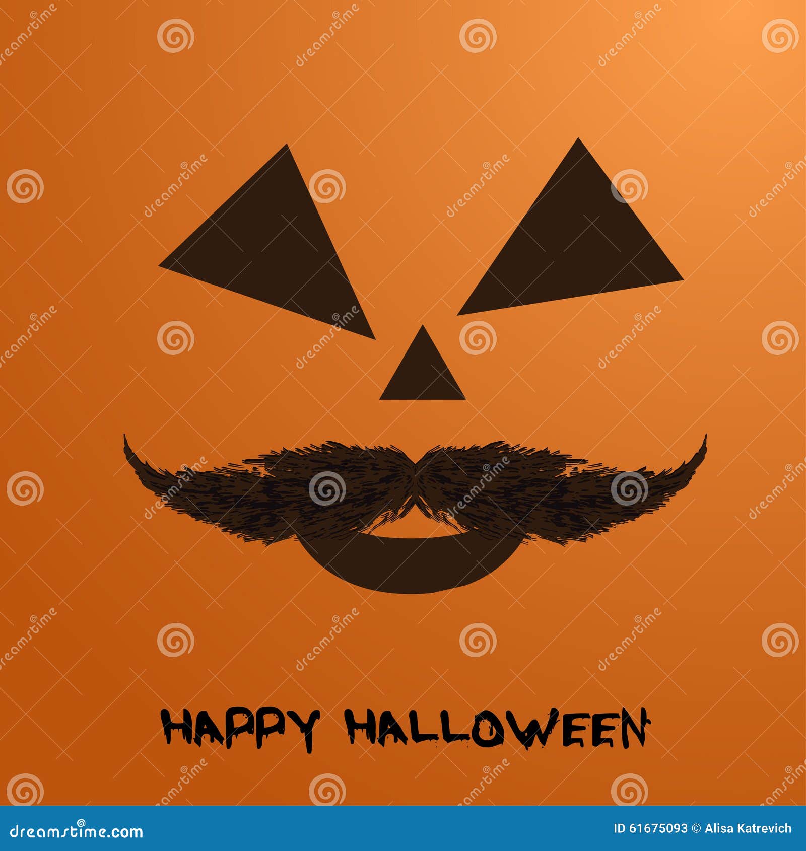 Orange Pumpkin Portrait with Mustache for Stock Illustration ...