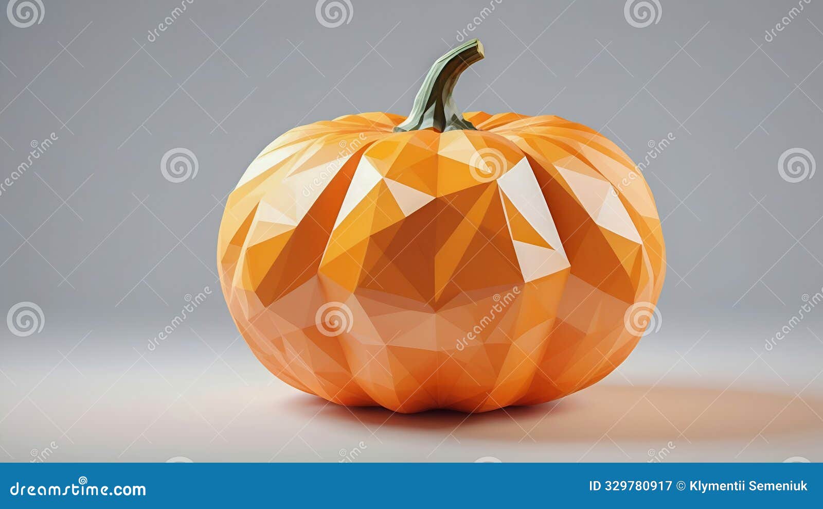 Orange Pumpkin Rendered in a Low Poly Style, with Sharp Geometric ...