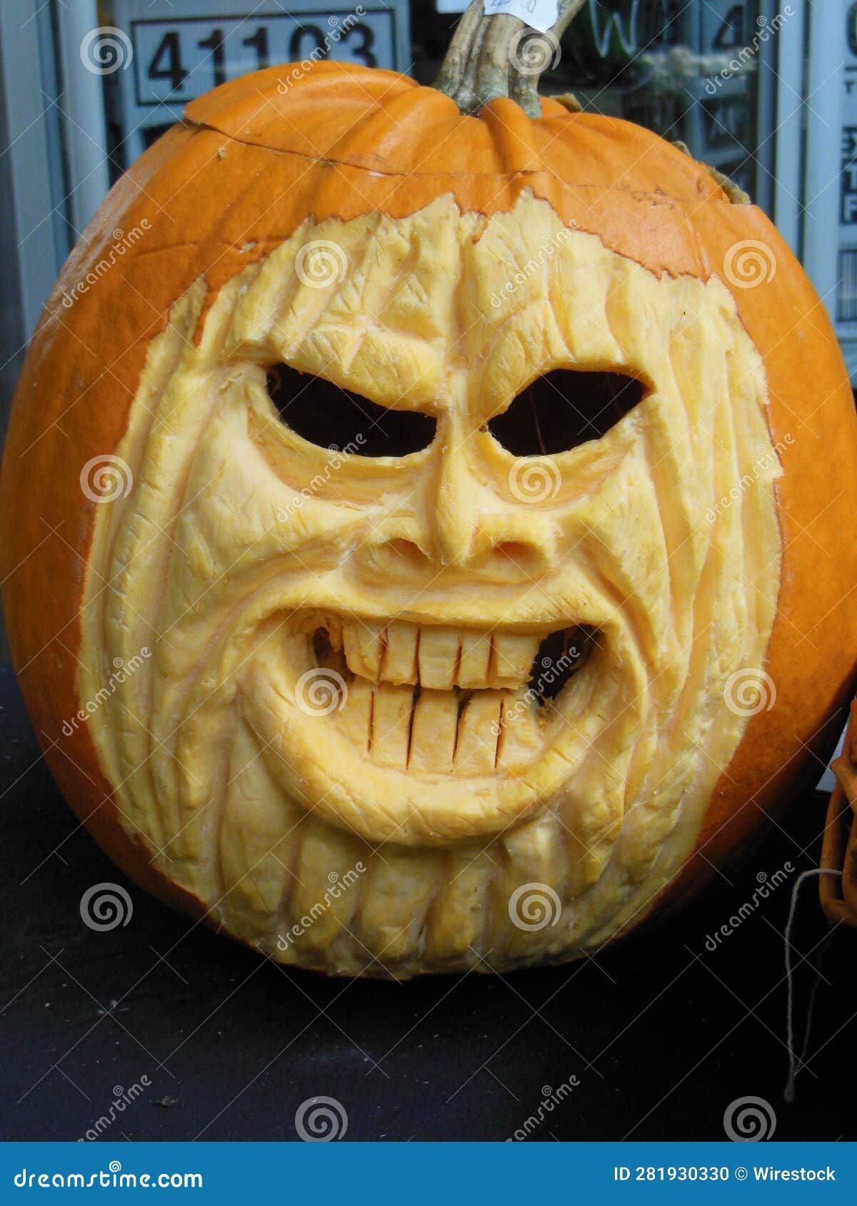 Orange Pumpkin with a Sinister Expression. Stock Photo - Image of ...
