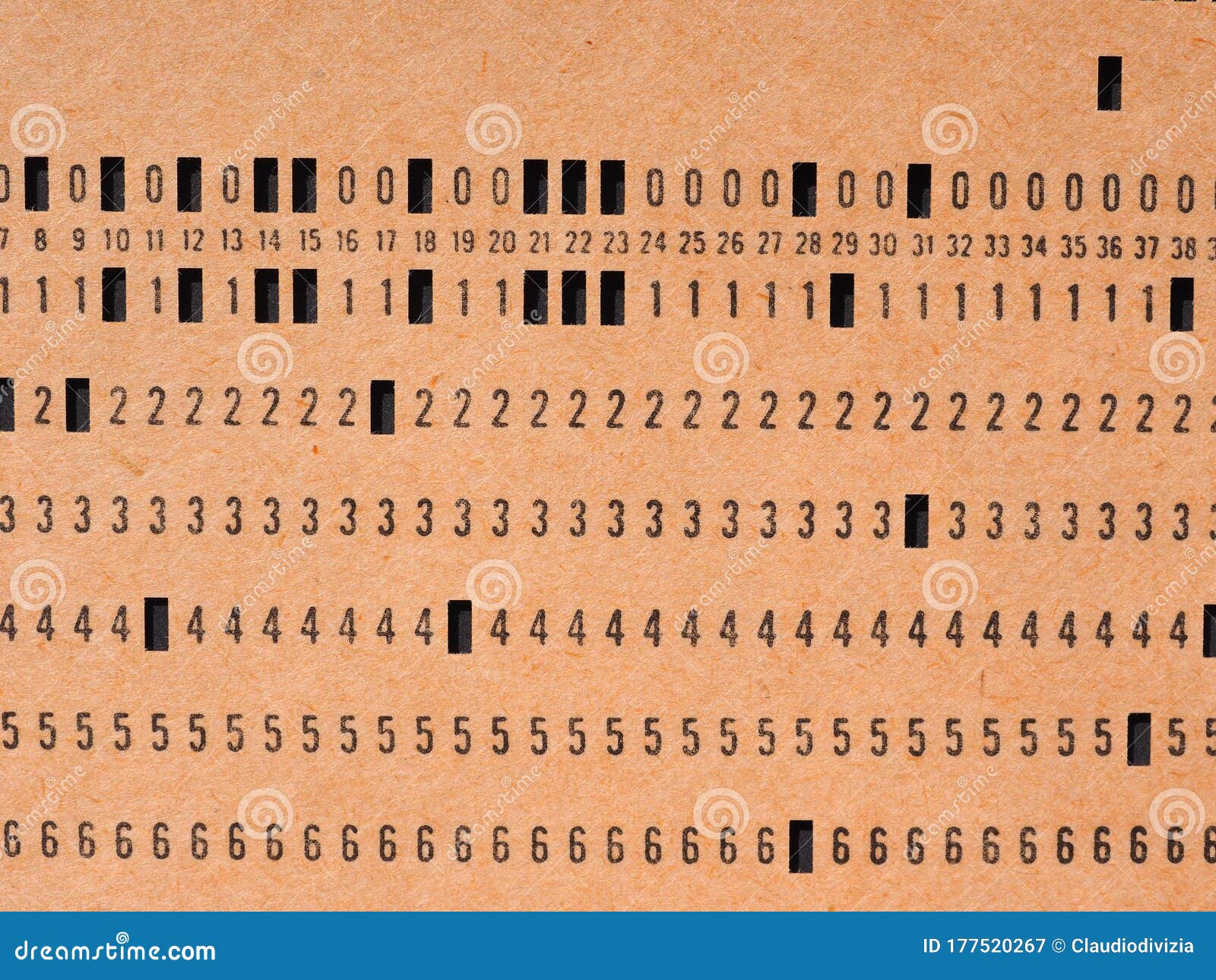 Orange Punched Card for Programming Stock Image - Image of object, data ...