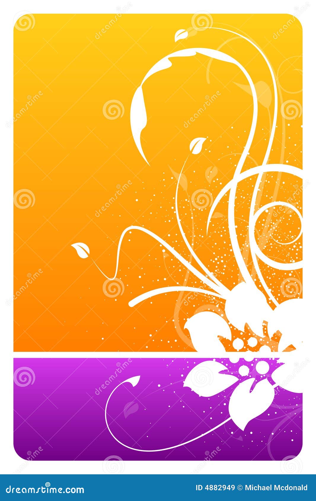 Orange and Purple Floral Design Card Stock Vector - Illustration of ...