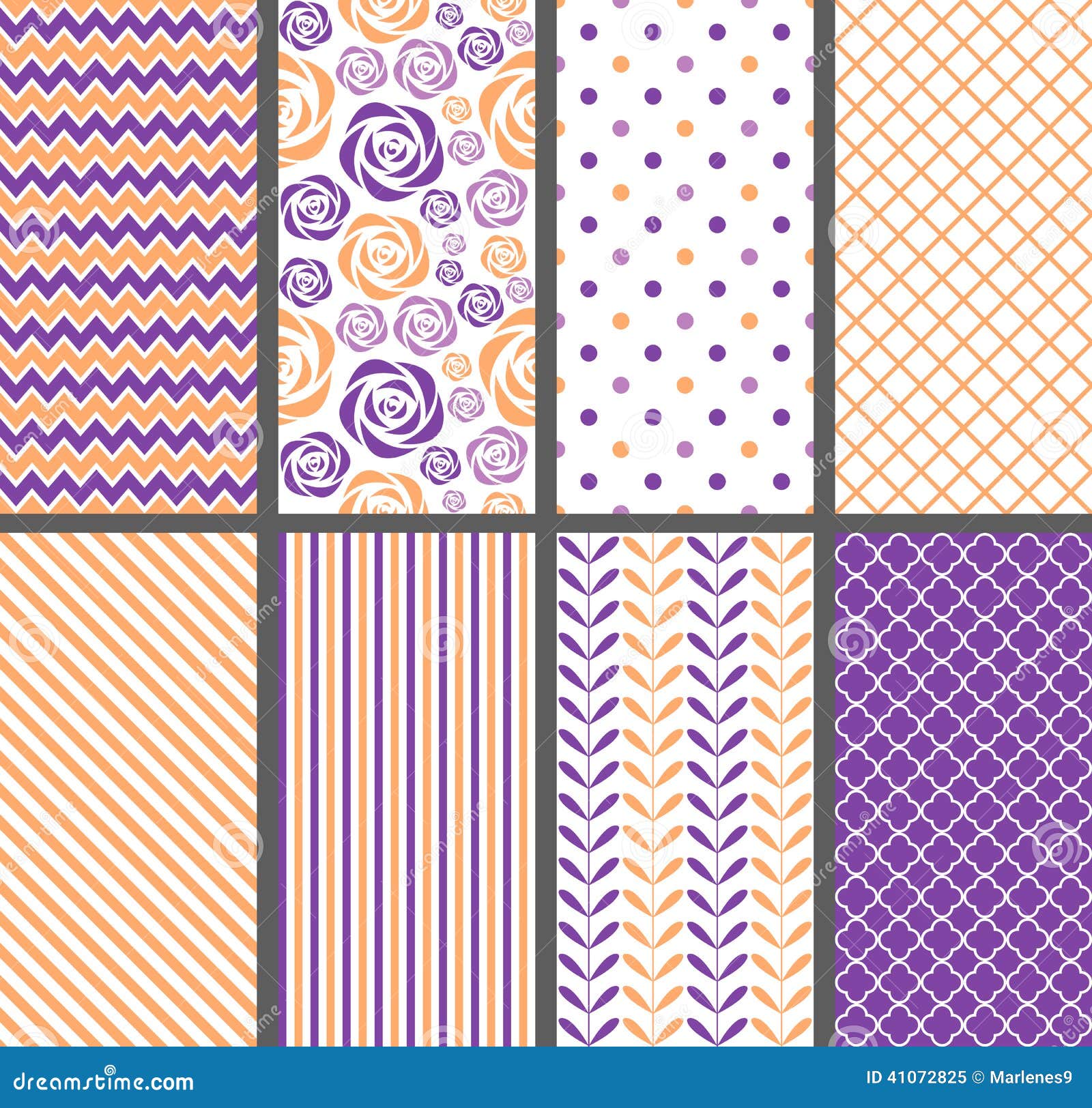 Orange & Purple Seamless Patterns Stock Vector - Illustration of polka ...