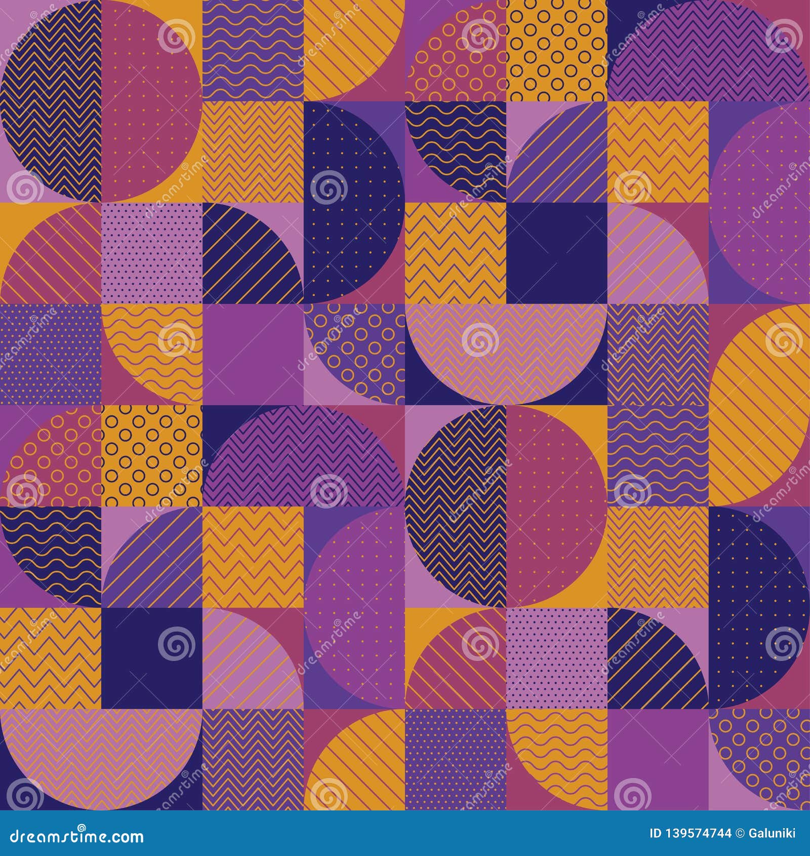 Orange and Purple Tile and Seamless Patch Pattern. Stock Vector ...