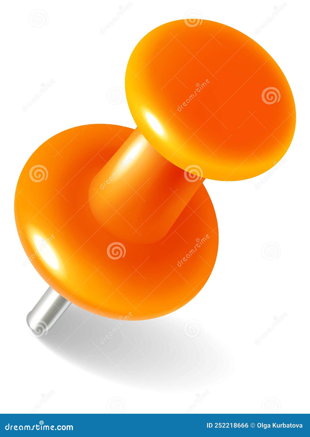 Red Push Pin. Realistic Red Paperclip. Needle For Fixation Memo On ...