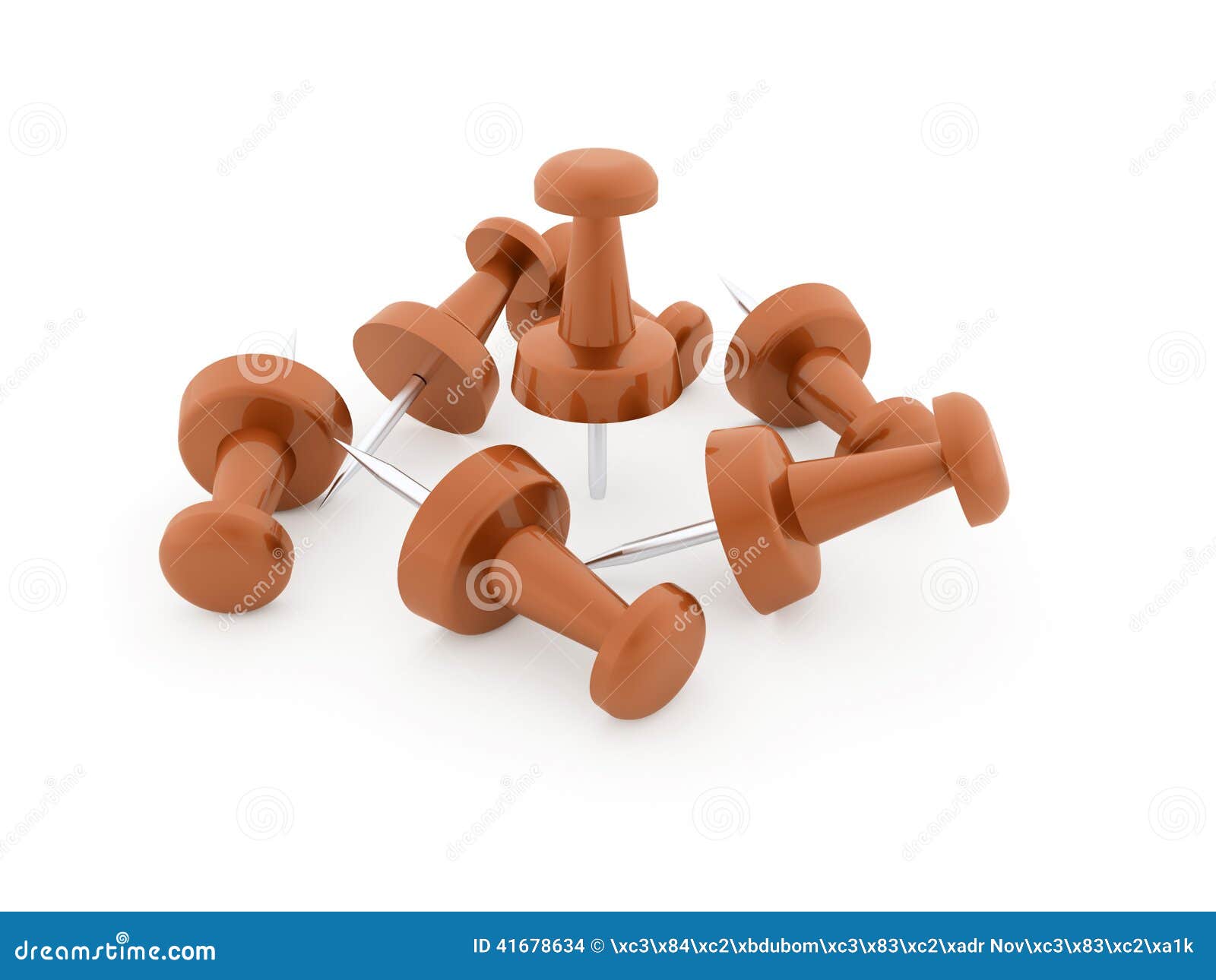 Orange Push Pins Rendered Isolated Stock Illustration - Illustration of ...