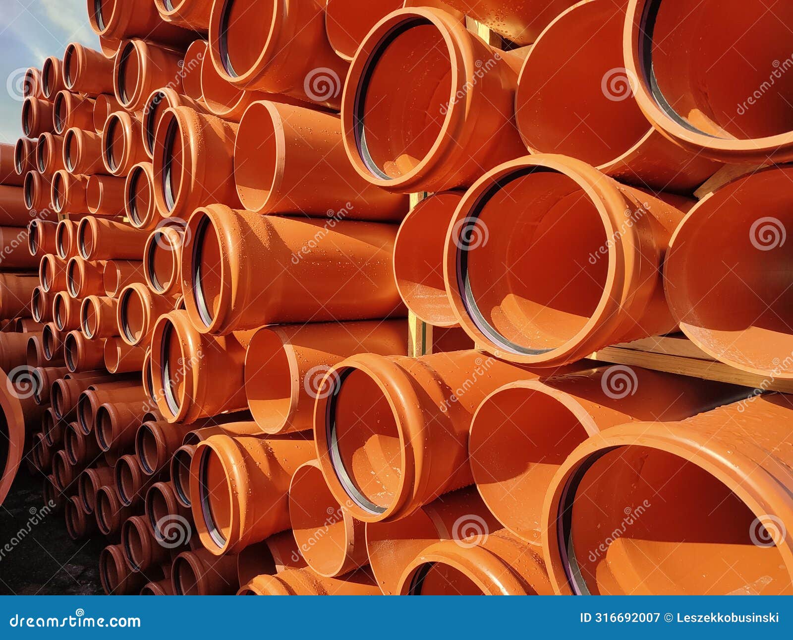 Orange PVC Sewer Pipes Background Stock Image - Image of repair ...