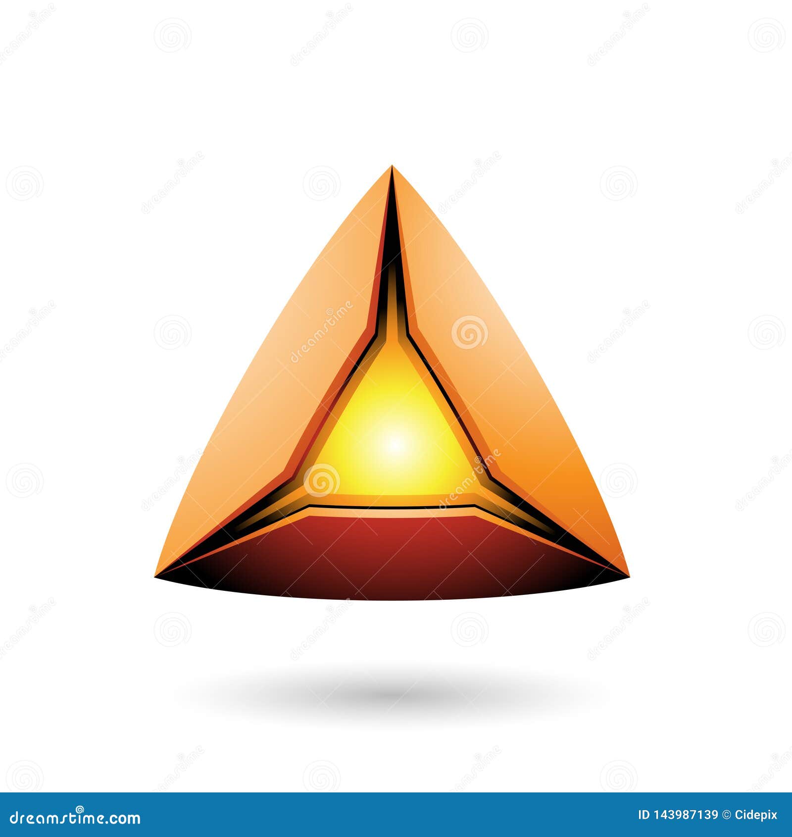 Orange Pyramid with a Glowing Core Vector Illustration Stock Vector ...