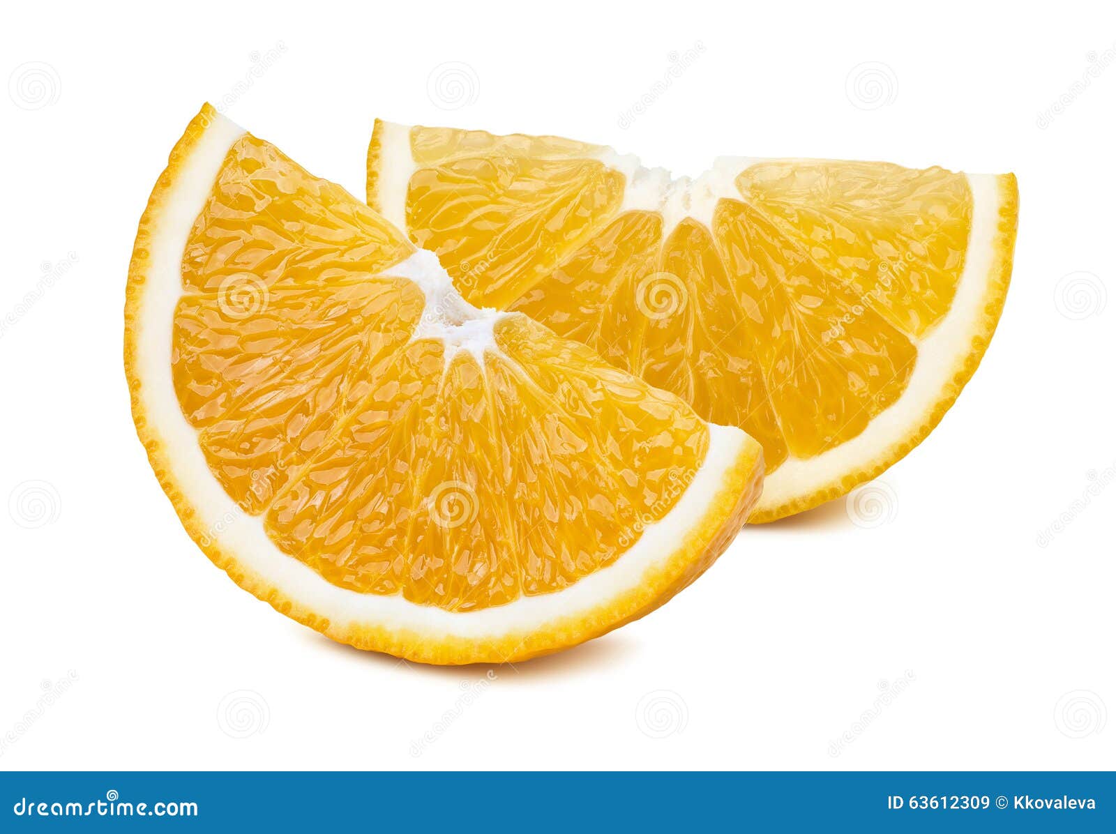 2 Orange Quarter Slices Isolated on White Background Stock Image ...
