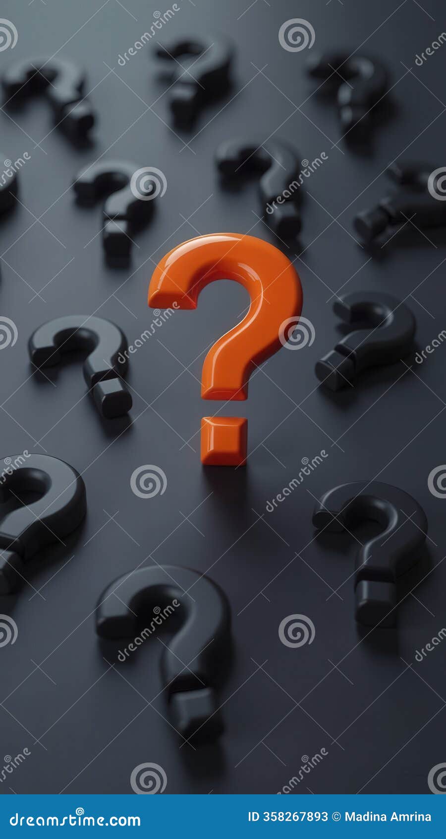 Orange Question Mark Standing Out among Black Question Marks: Finding ...
