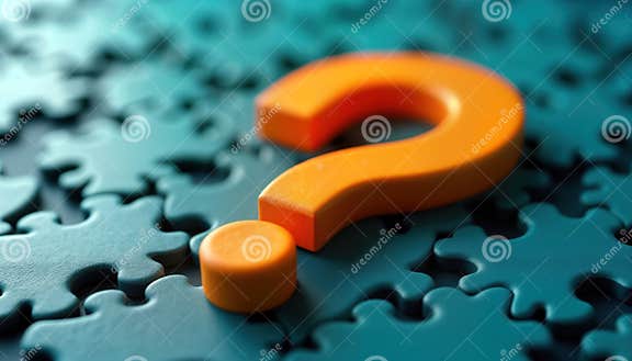 Orange Question Mark on Teal Jigsaw Puzzle Background Suggests Query ...