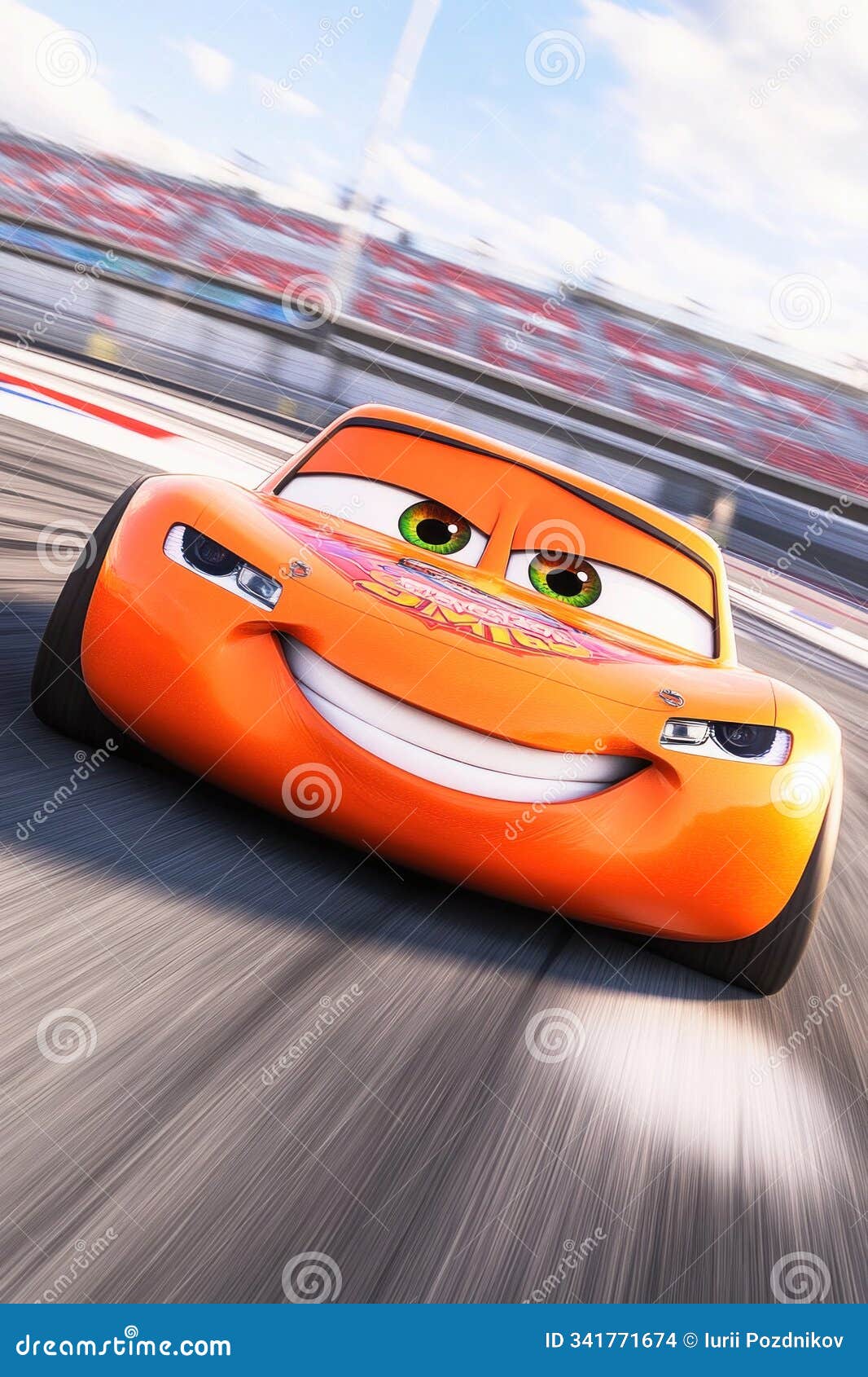 Orange Race Car Speeding on a Racetrack Stock Photo - Image of ...