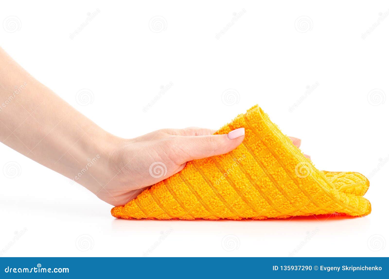 The Orange Rag Cloth in Hand Stock Photo - Image of pattern, colorful ...