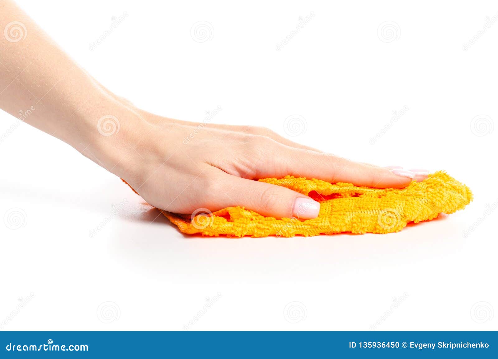 The Orange Rag Cloth in Hand Stock Photo - Image of object, fiber ...