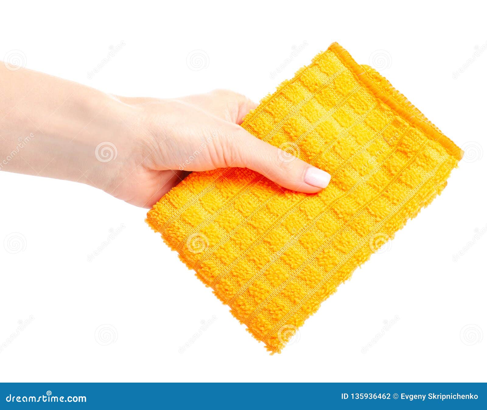 The Orange Rag Cloth in Hand Stock Photo - Image of indoor, napkin ...