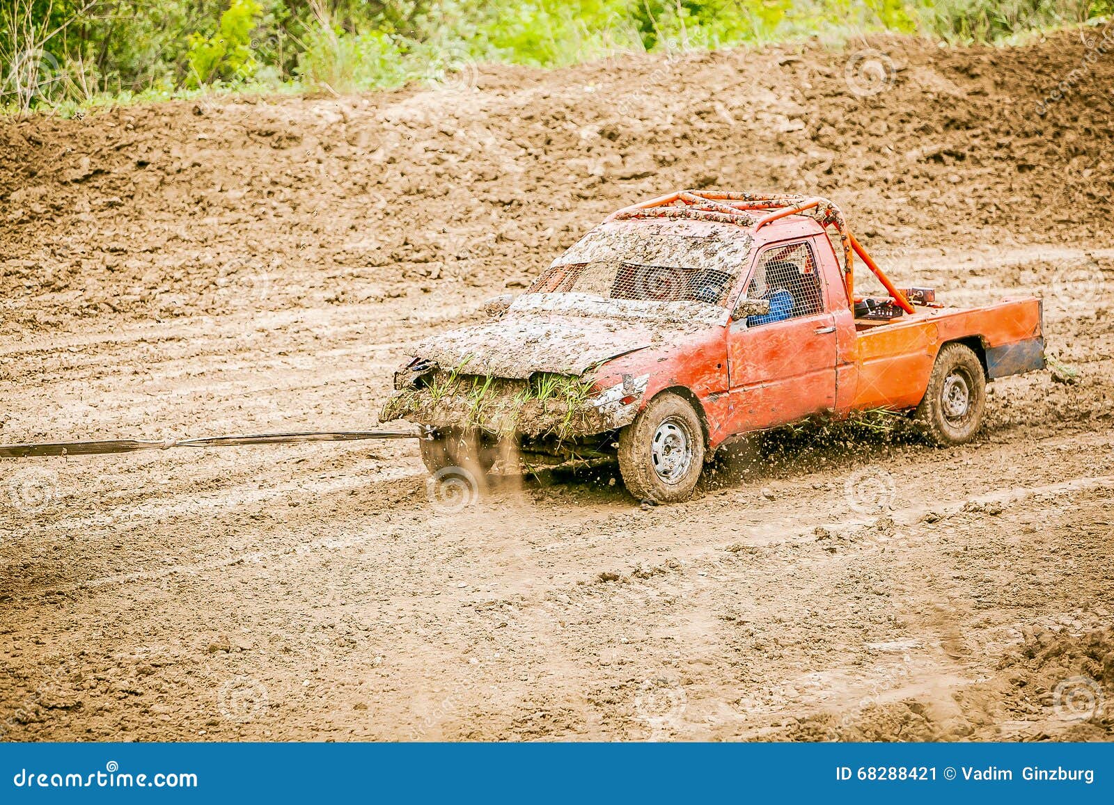 Orange rally car trailing stock image. Image of broke - 68288421