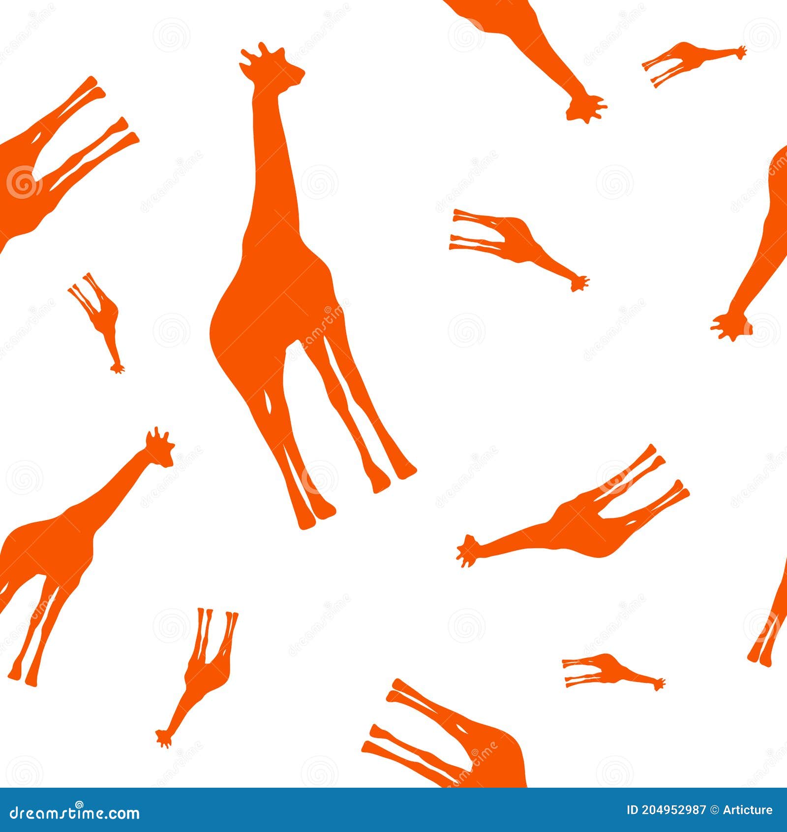 Orange Random Falling Giraffes Over White Background. Stock Vector ...