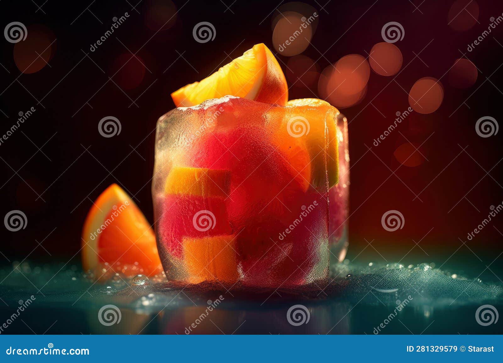 Orange and Raspberry Fruit Ice, Refreshing Fruity Icecream, AI ...