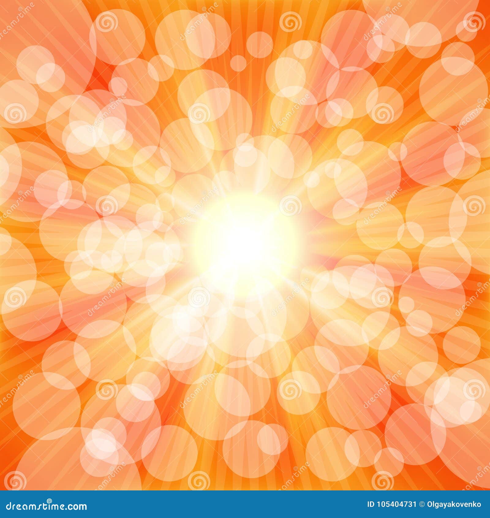 Orange Rays Light and Circles Background. Stock Vector - Illustration ...