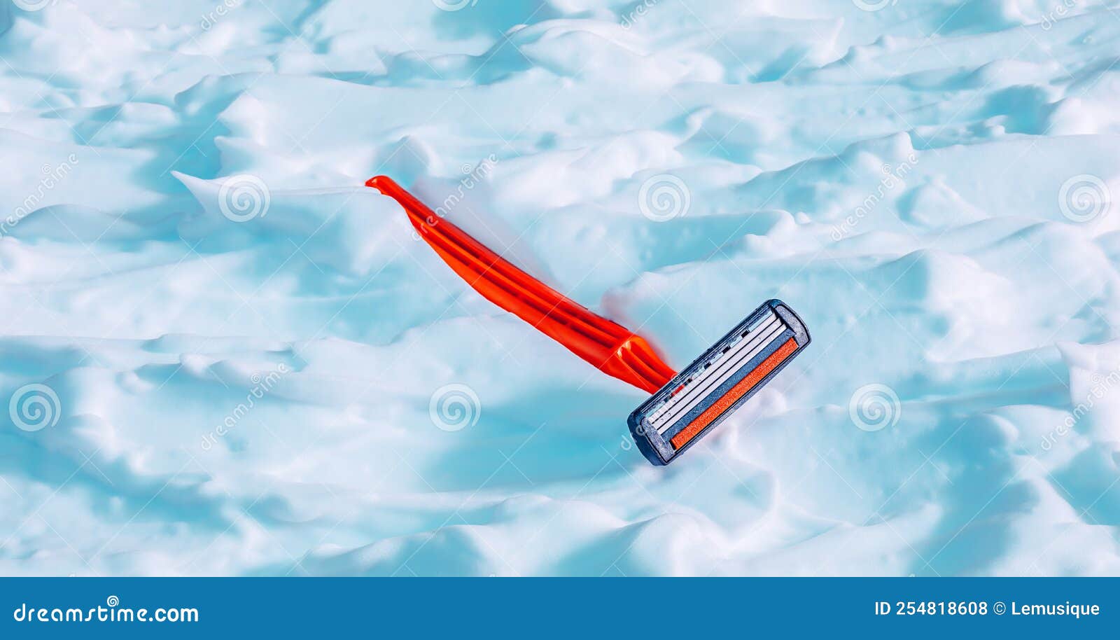 Orange Razor on Shaving Foam Texture Stock Photo - Image of depilation ...