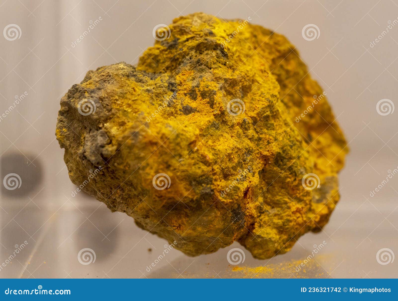 Orange Realgar and Orpiment Collection Stone on Display Selective Focus ...