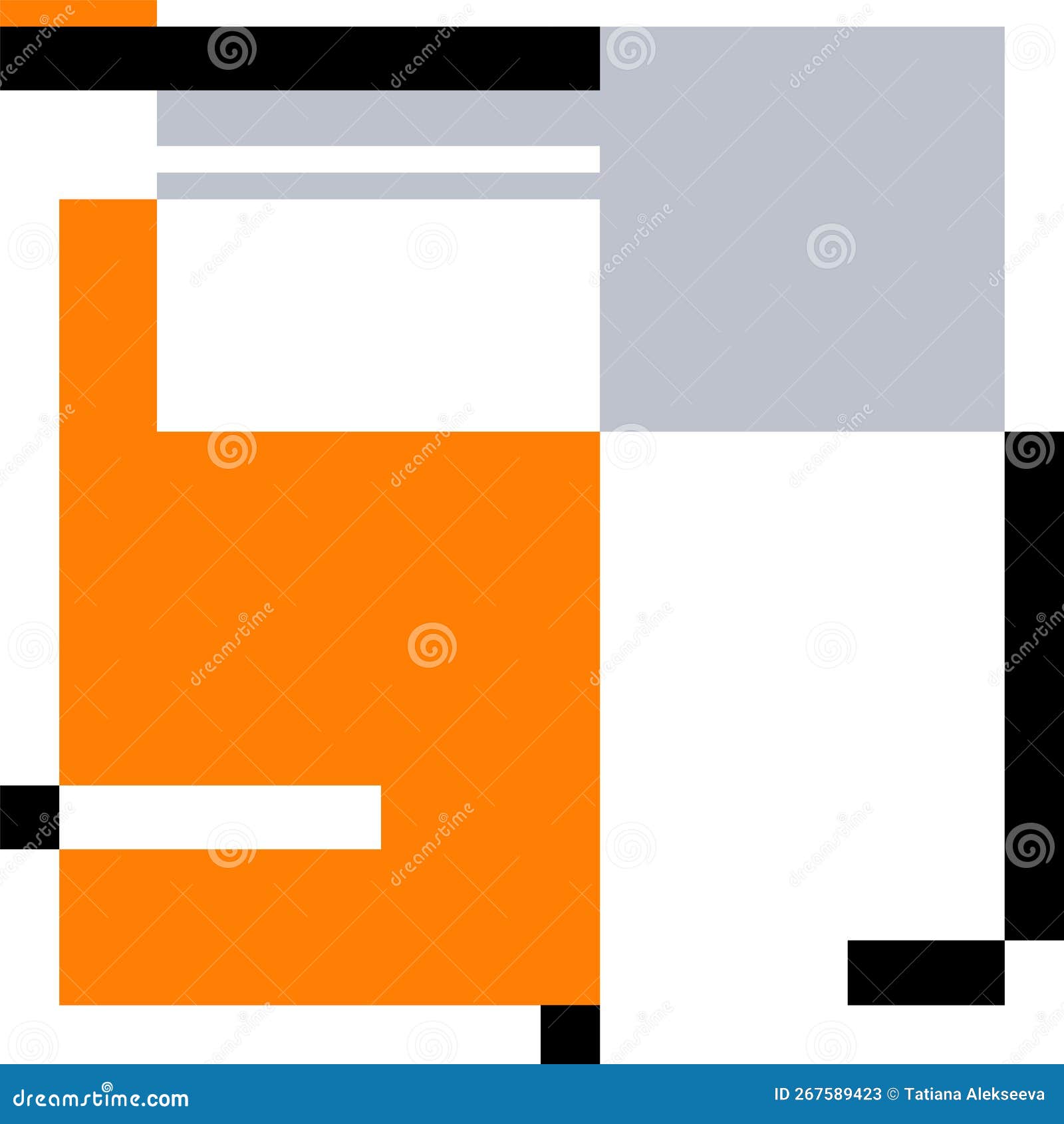 Orange Rectangle and Black Geometric Elements. Abstract Geometric ...