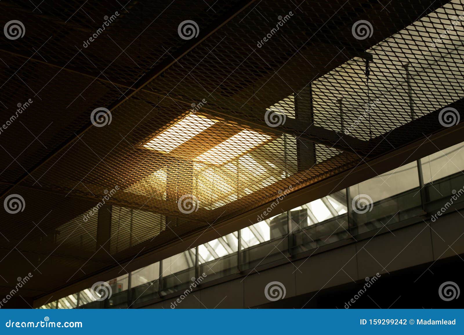 Rectangular Ceiling Air Conditioning Appliance. Fan Coil Hanging On ...