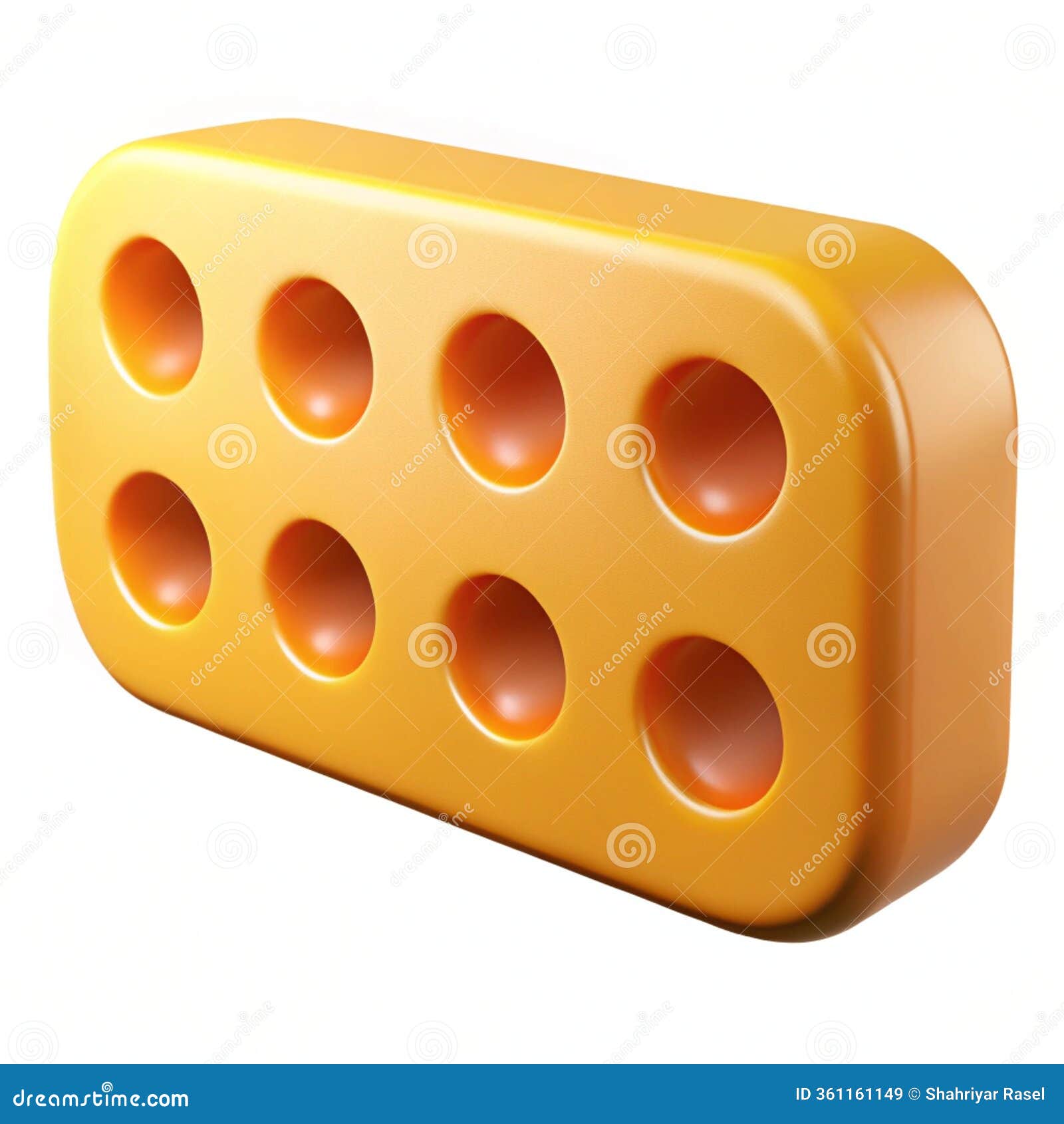 Orange Rectangular Object with Circular Holes and Yellow Bar Isolated ...