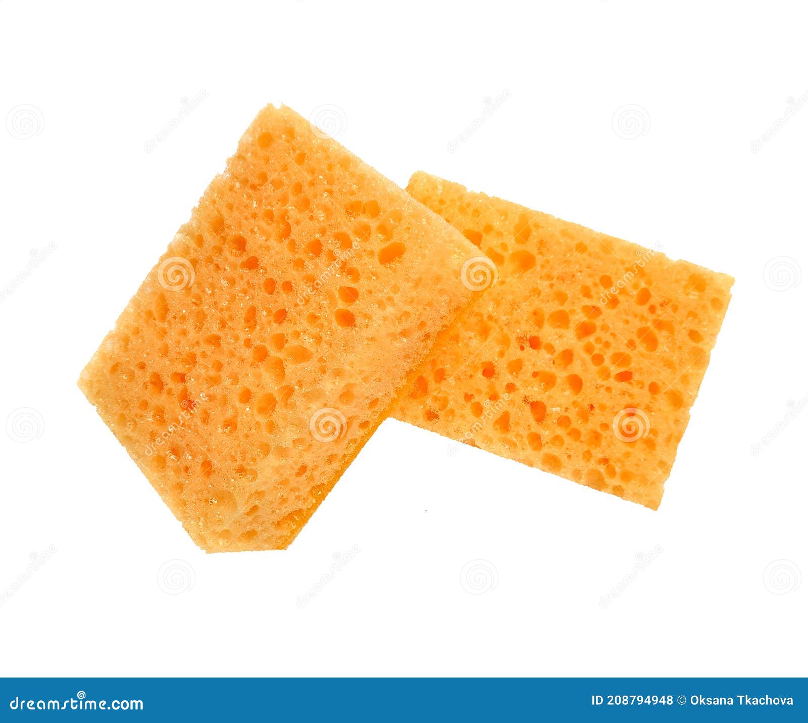 Orange Rectangular Porous Washing Sponges Isolated on a White ...