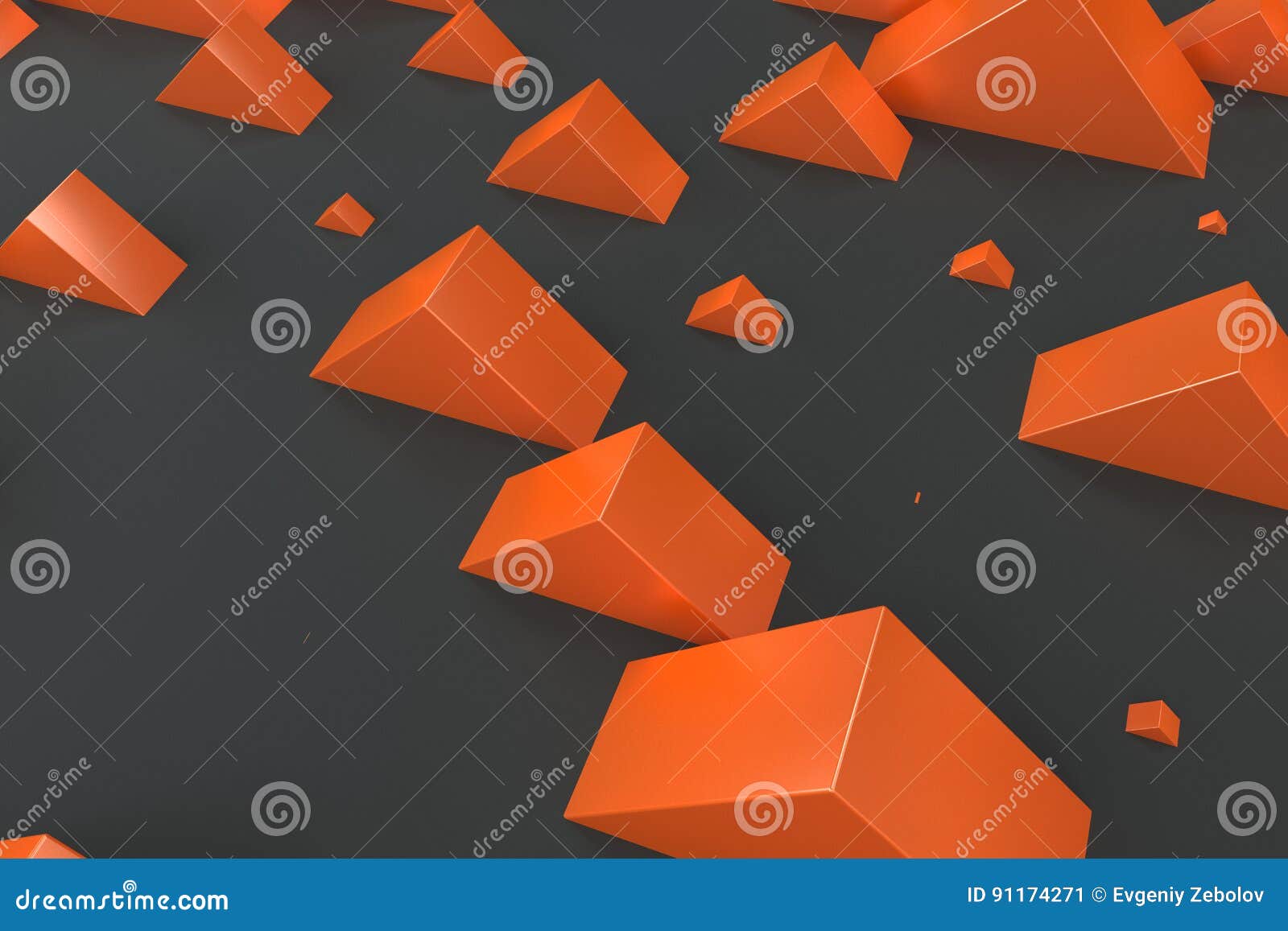 Orange Rectangular Shapes of Random Size on Black Background Stock ...