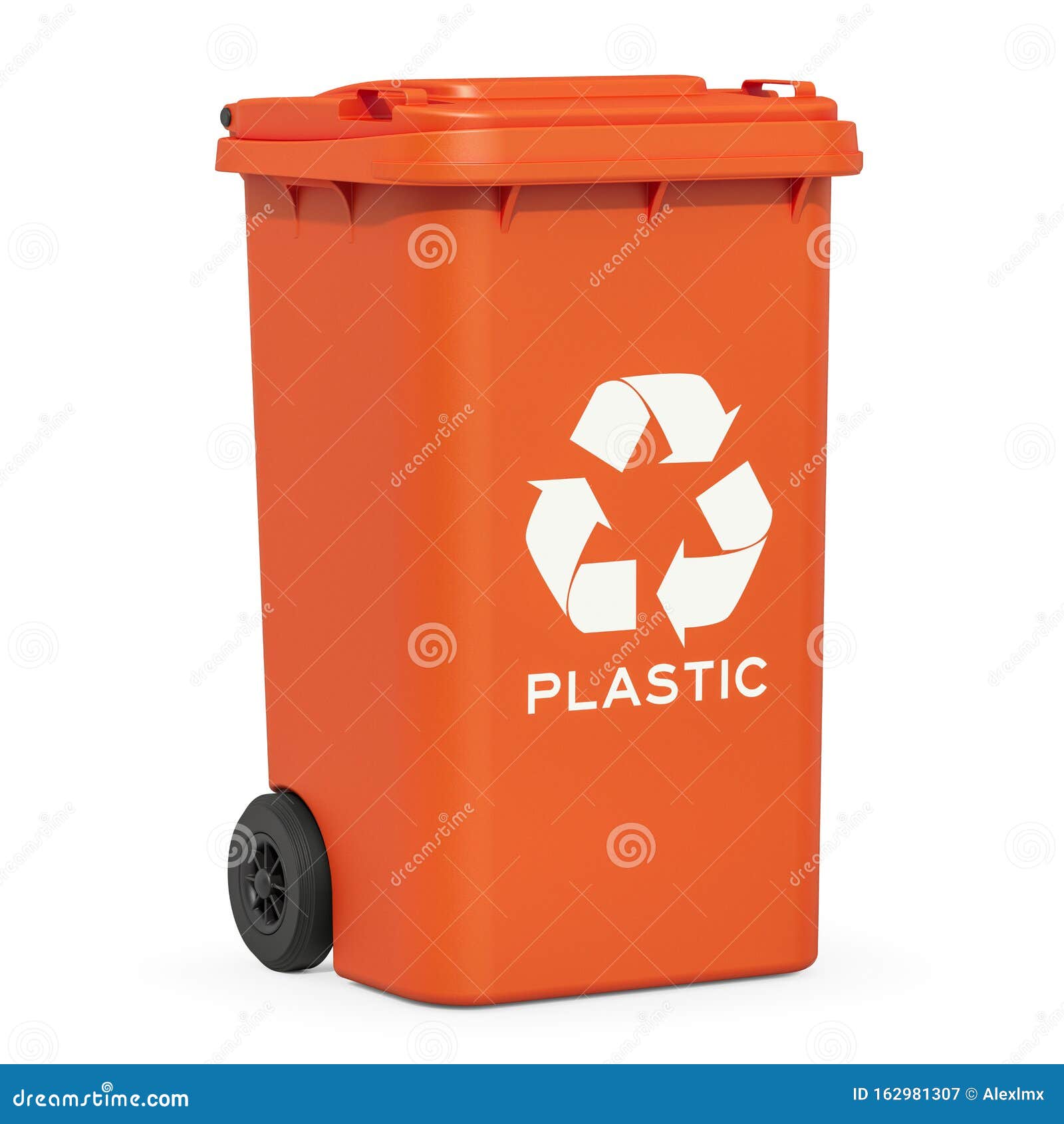 Orange Recycling Trash Can for Plastic Rubbish, 3D Rendering Stock ...