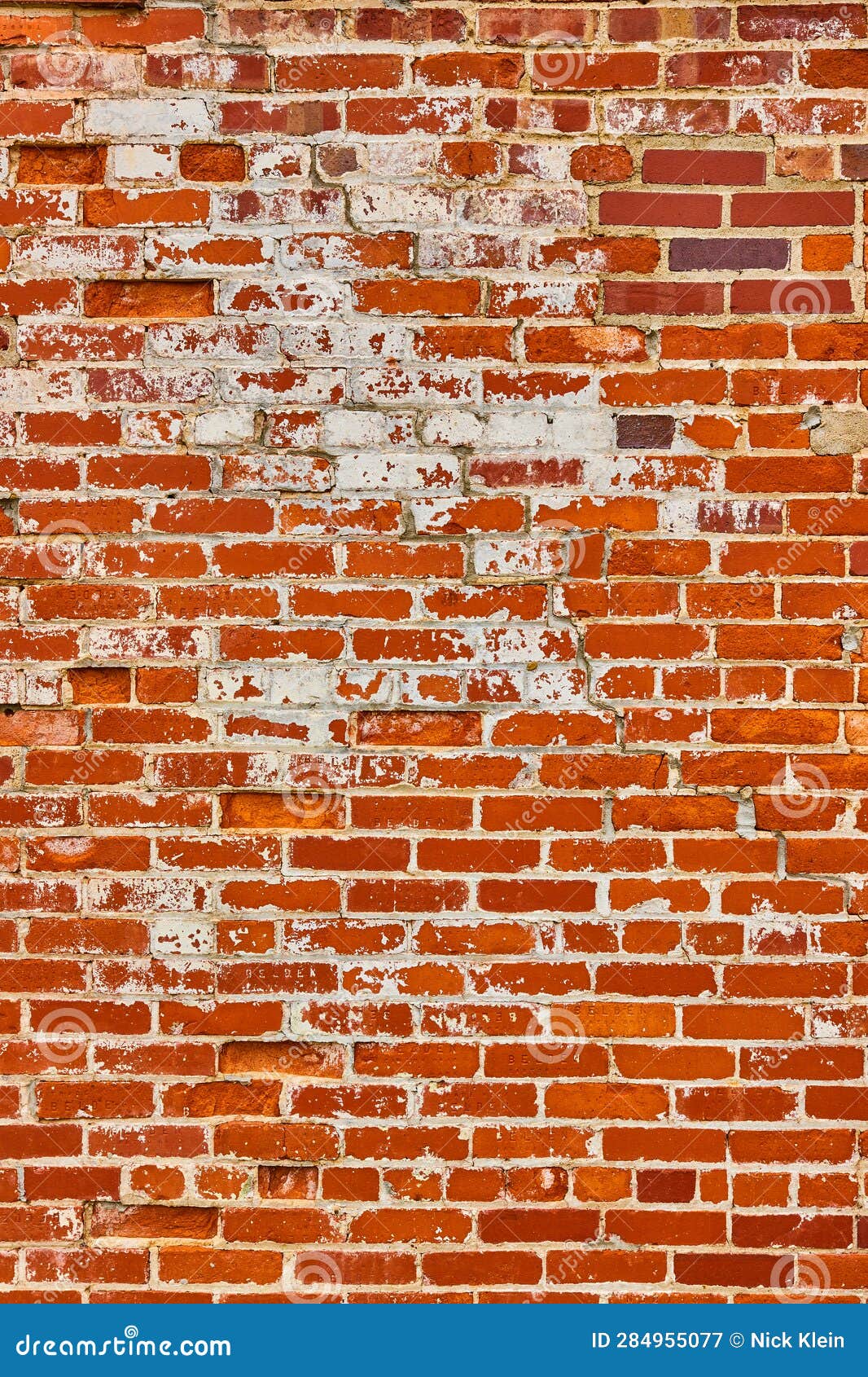 Orange and Red Brick Wall with Busted White Bricks Vertical Background ...