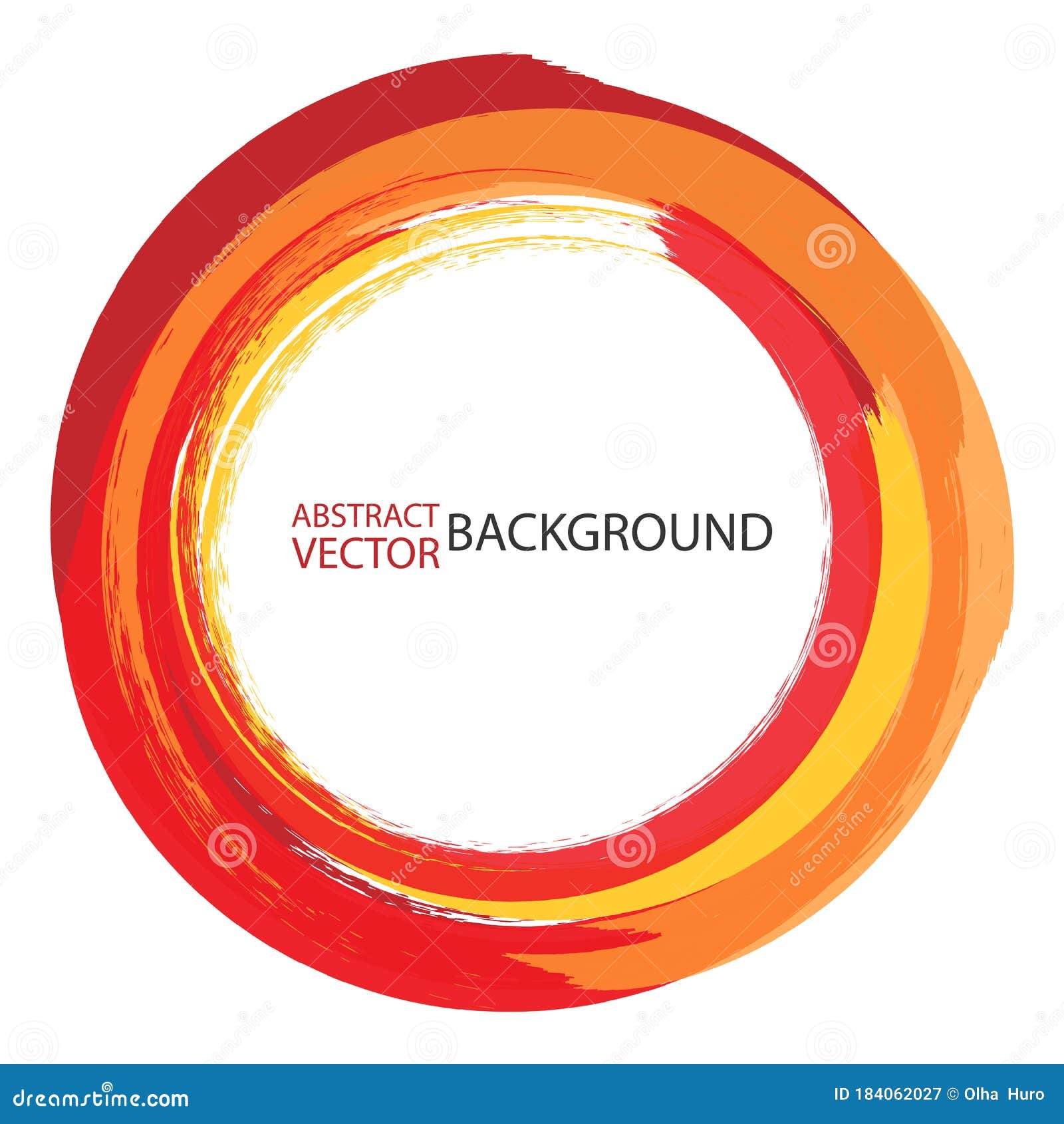 Orange-red Circle Drawn with a Brush, Vector Abstract Round Frame ...