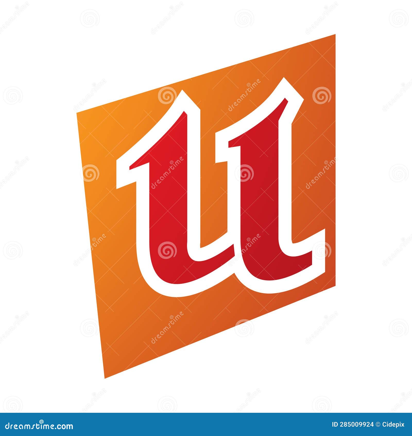 Orange and Red Distorted Square Shaped Letter U Icon Stock Vector ...