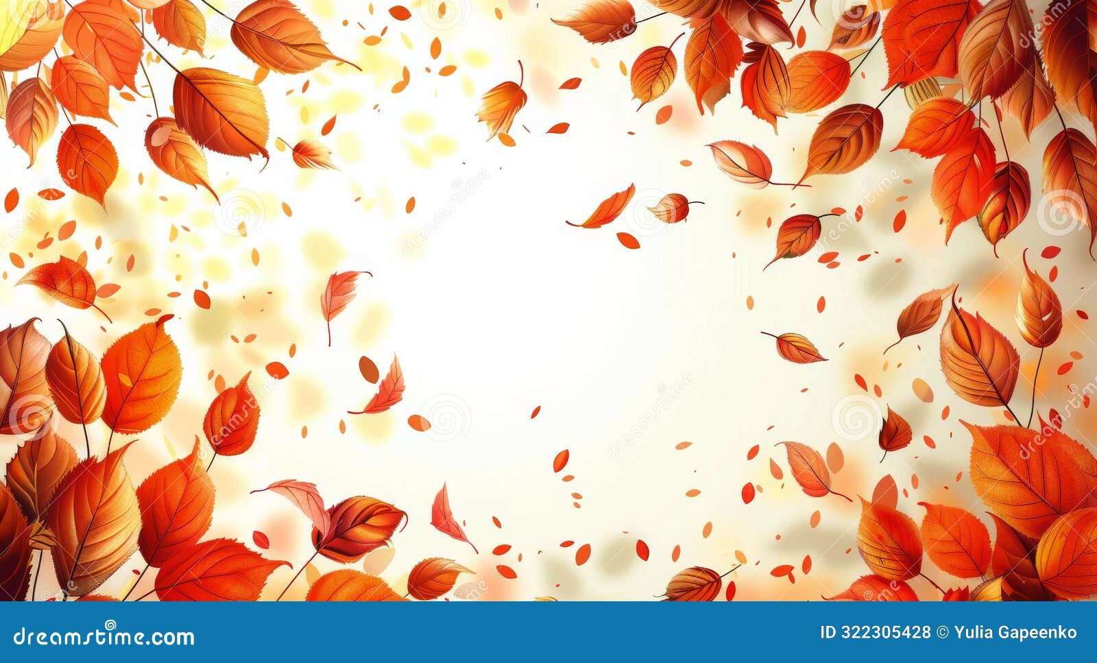 Orange and Red Fall Leaves Frame a Sunny Background Stock Photo - Image ...