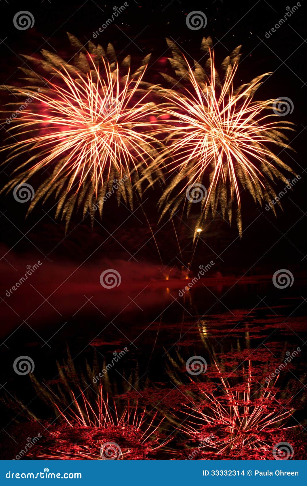 Orange and Red Fireworks stock photo. Image of festive - 33332314