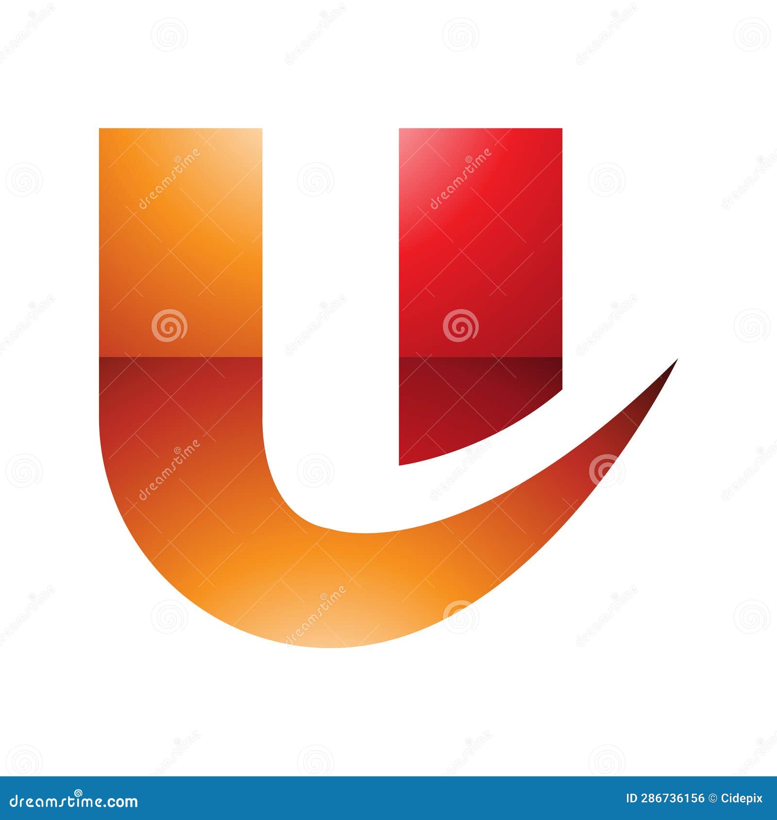 Orange and Red Glossy Bold Curvy Shaped Letter U Icon Stock Vector ...