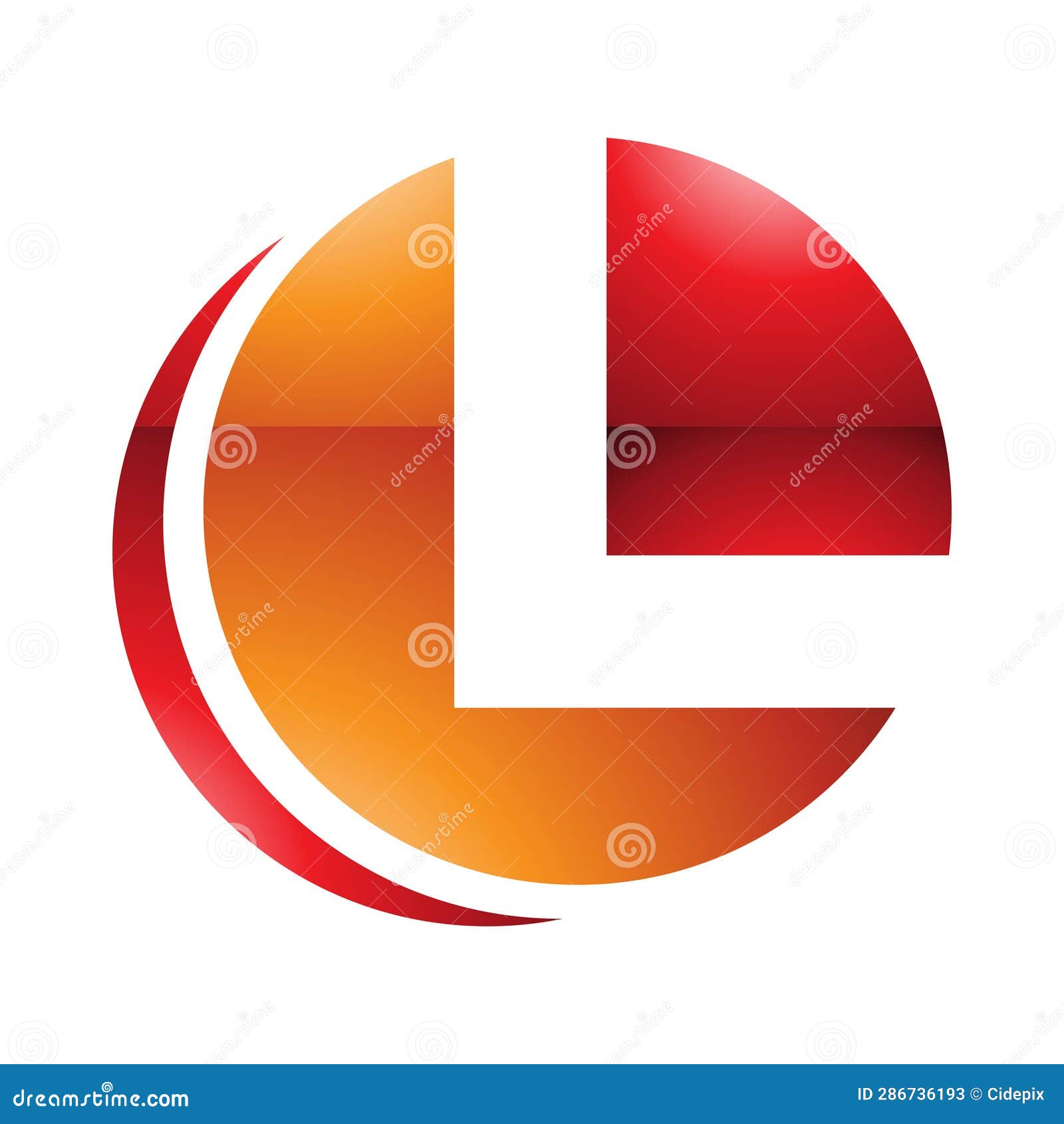 Orange and Red Glossy Circle Shaped Letter L Icon Stock Vector ...