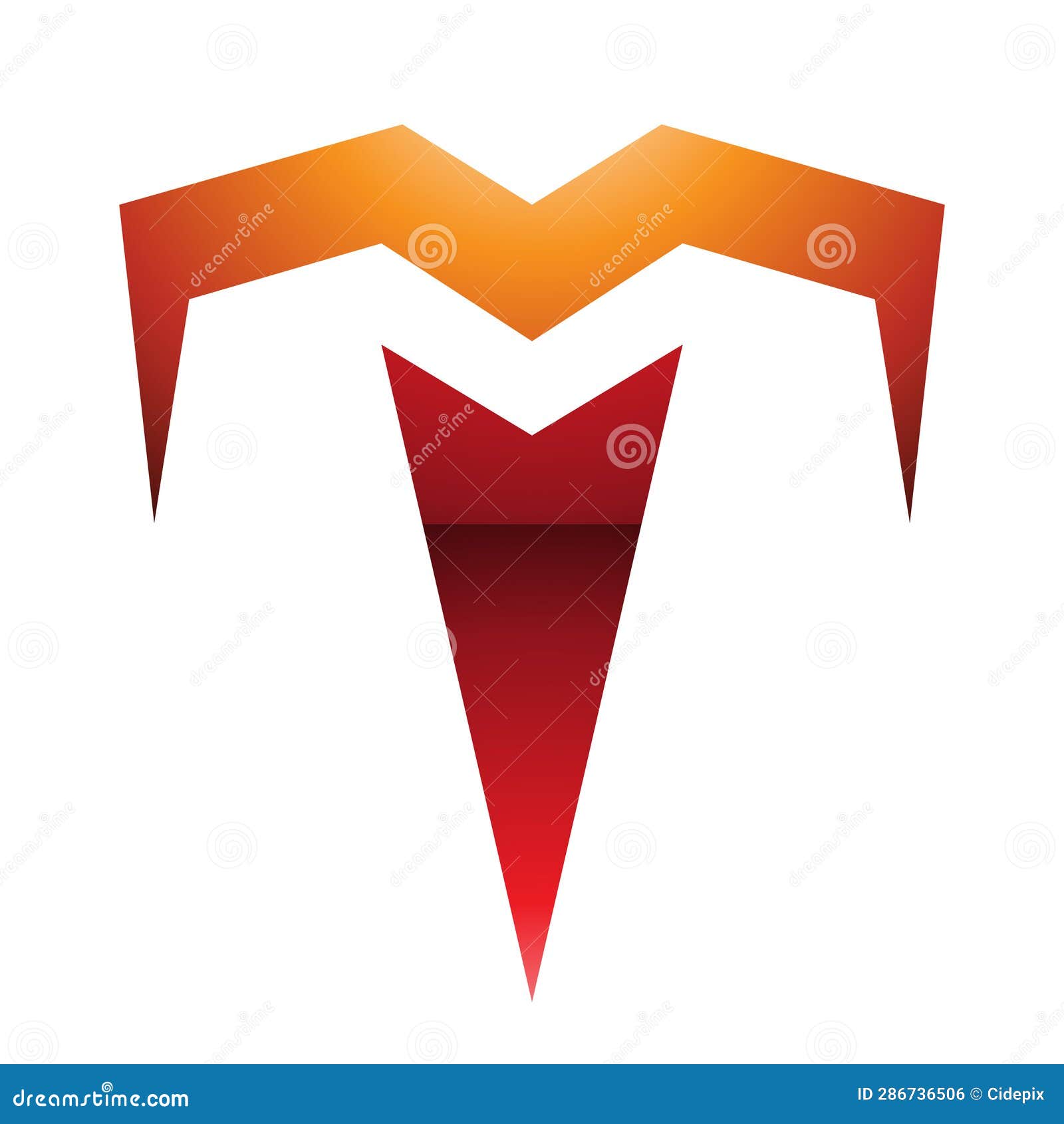 Orange and Red Glossy Letter T Icon with Pointy Tips Stock Vector ...