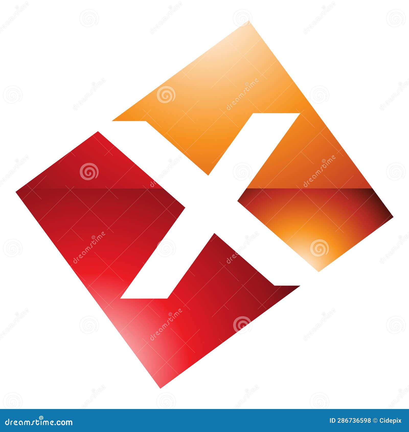 Orange and Red Glossy Rectangle Shaped Letter X Icon Stock Vector ...