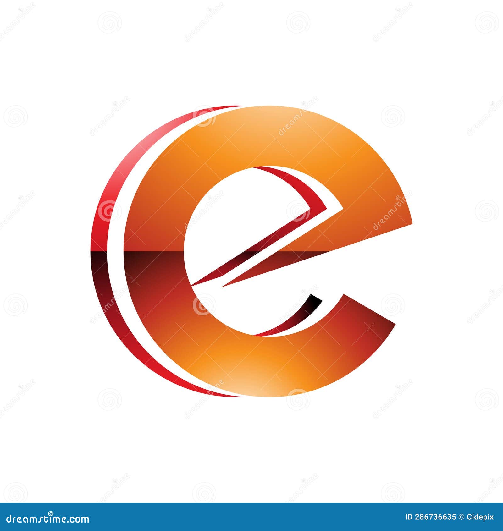 Orange and Red Glossy Round Layered Lowercase Letter E Icon Stock ...