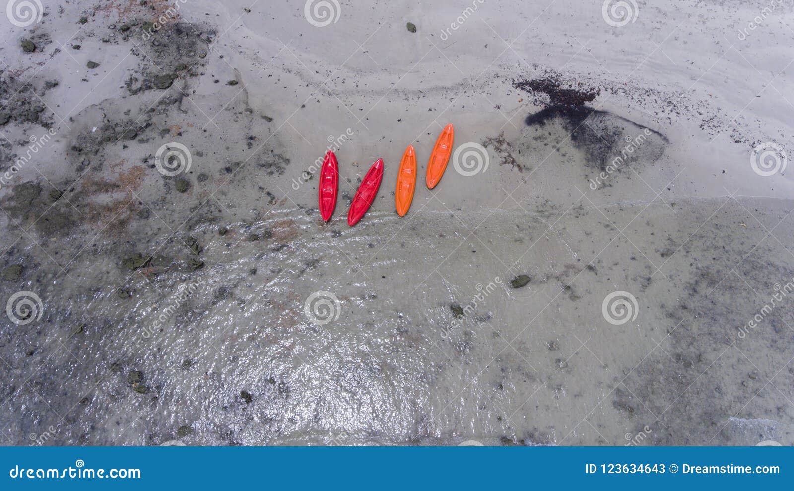 Kayaks on the beach shore. stock image. Image of island - 123634643
