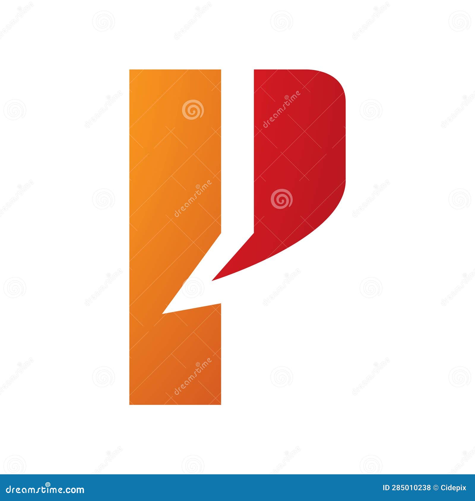 Orange and Red Letter P Icon with a Bold Rectangle Stock Vector ...